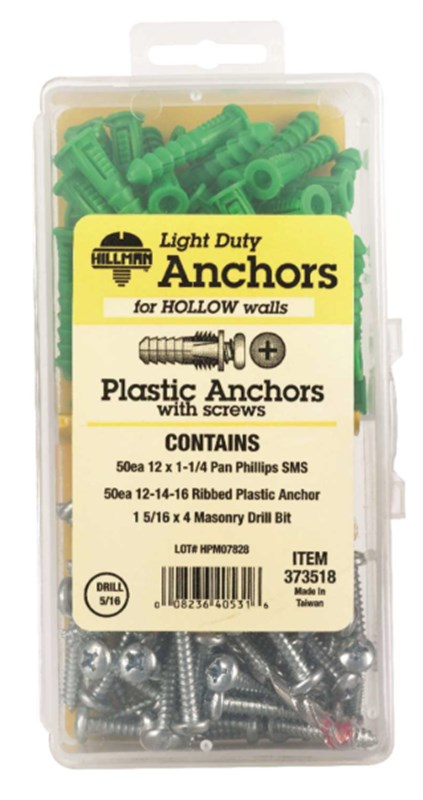 Hillman Plastic Pan Head Ribbed Anchor Kit 101 Pack